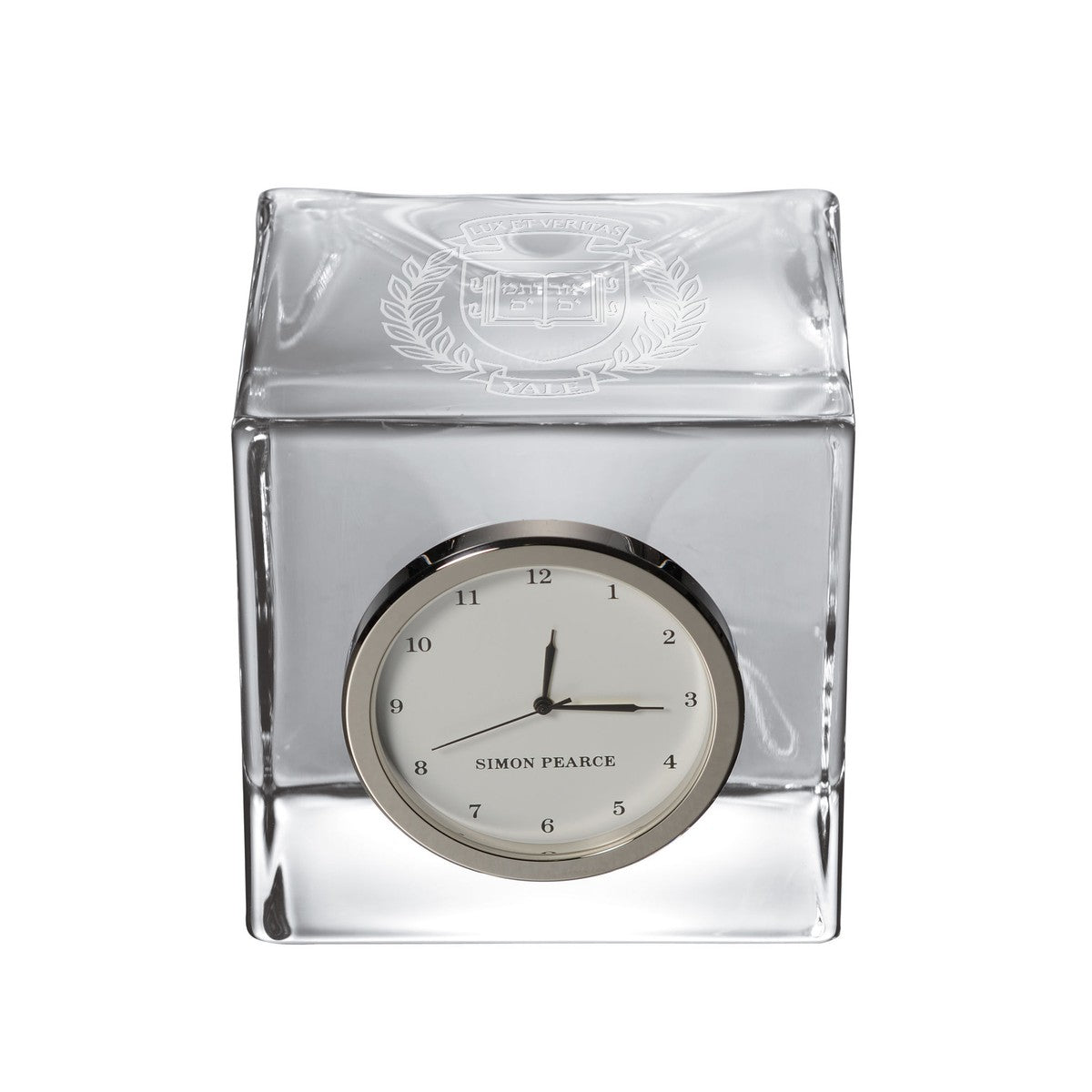 Yale Glass Desk Clock by Simon Pearce - Graduation Gift Selection | M ...