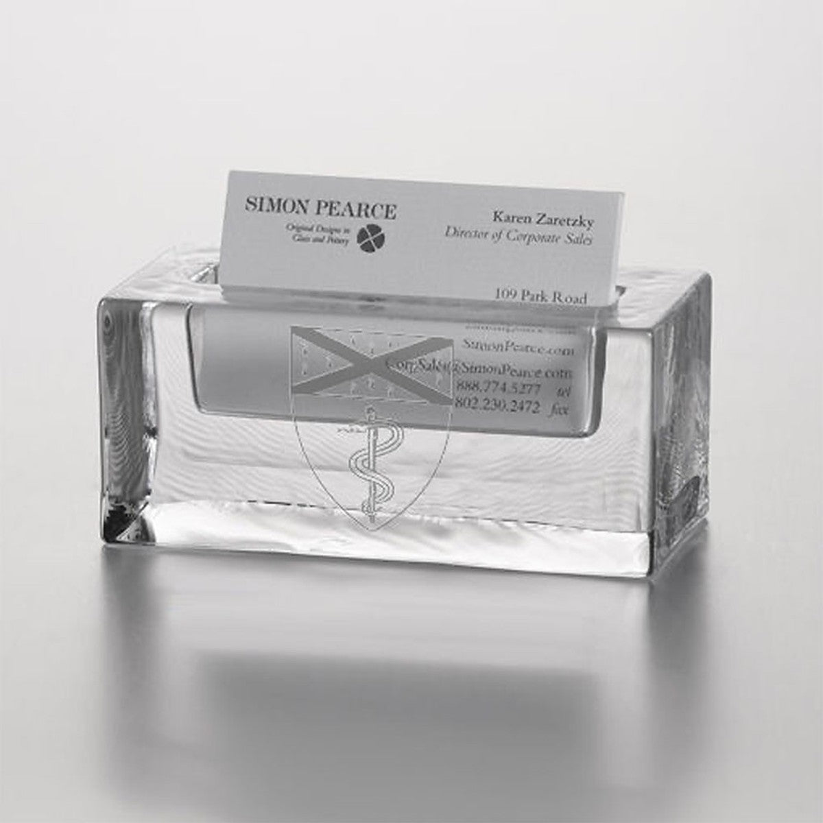 Yale Medicine Glass Business card holder by Simon Pearce | M.LaHart & Co.